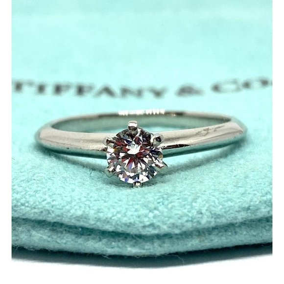 Tiffany & Co. | Jewelry | Tiffany Co 34ct Gh Vs2 Diamond Platinum Solitaire Engagement Ring Box ...